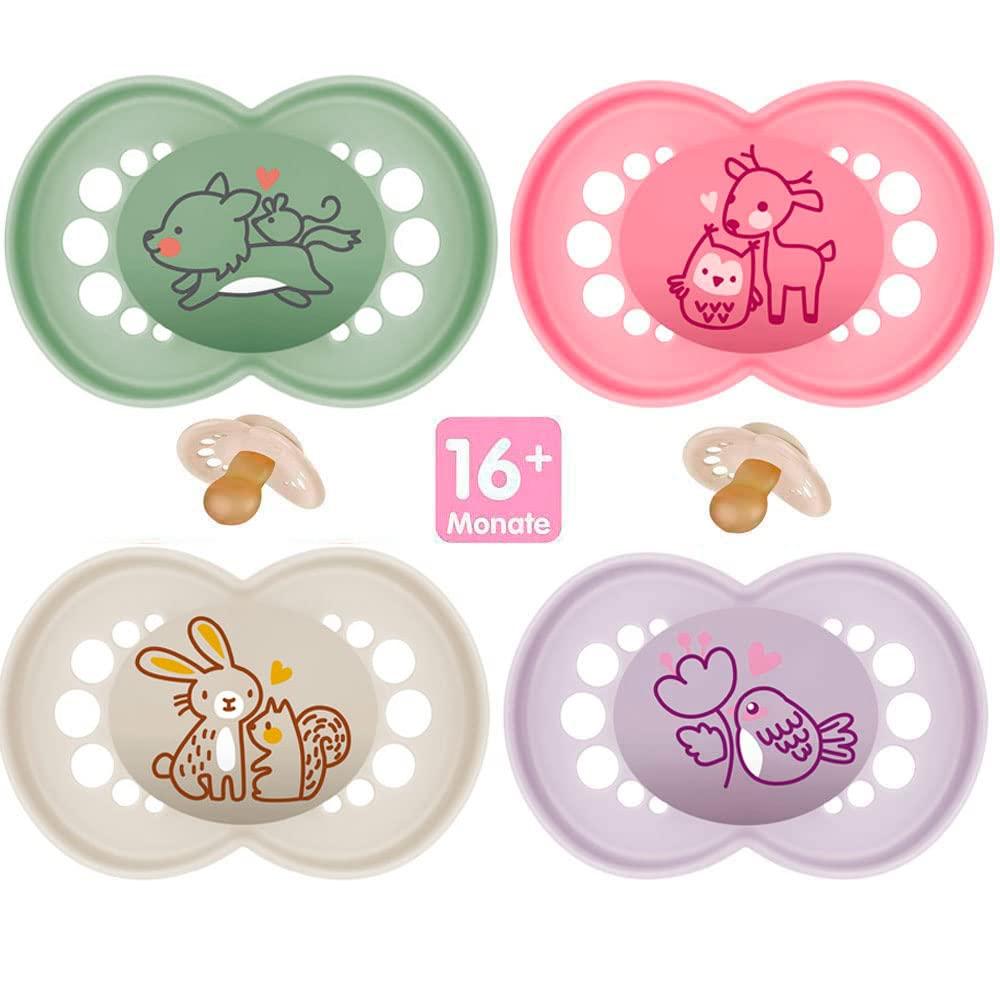 MAM Original LATEX Pacifier Set of 4 - Flowers & Friends for Girls ...