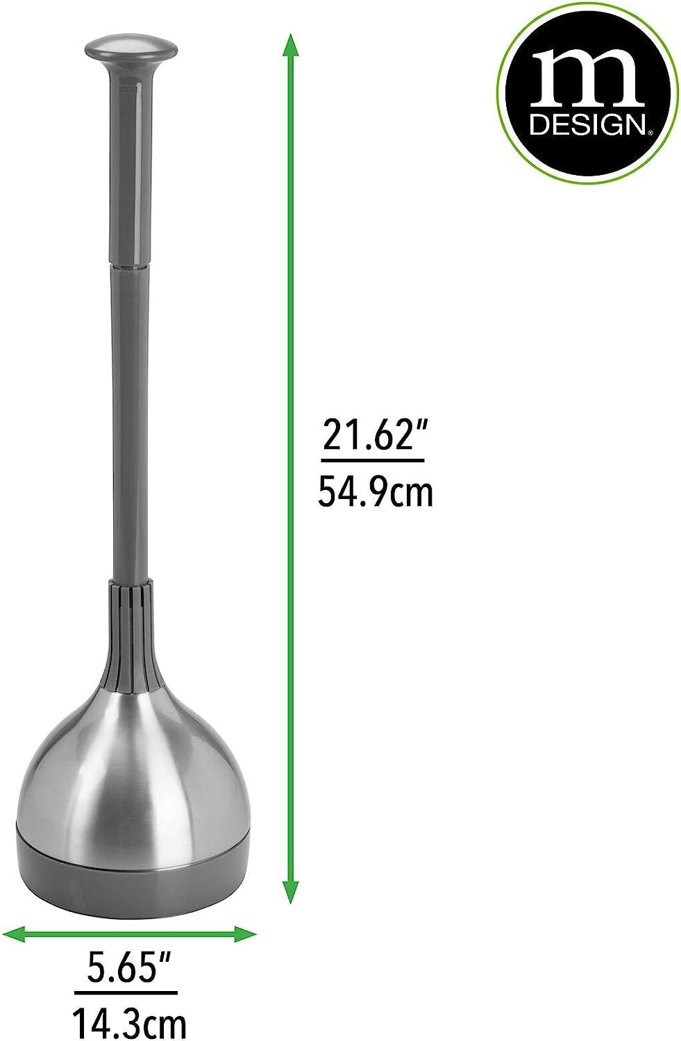 mDesign Toilet Plunger Set with Lift & Lock Cover - Modern Heavy Duty ...