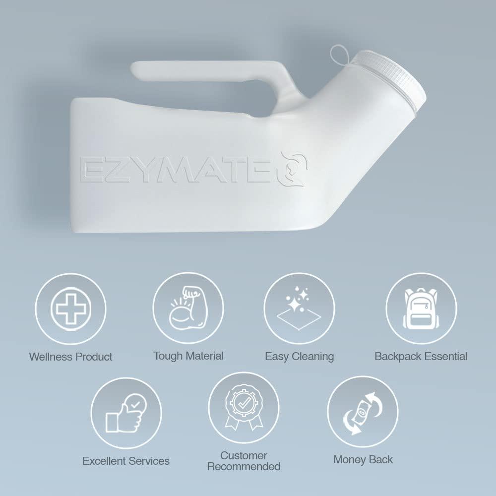 EZYMATE 1000ml Portable Urinal for Men | Spill Proof Male Urine Bottle ...