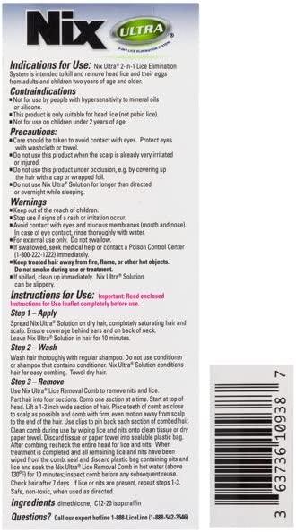 Nix Ultra 2-in-1 Lice Treatment - 3.4 oz x 2 Pack | Fast and Effective Solution | Buy Now with ...