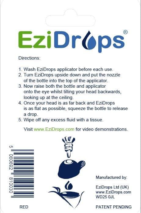 EziDrops - Easy Eye Drop Applicator for Safe and Easy Vision Care (Red ...
