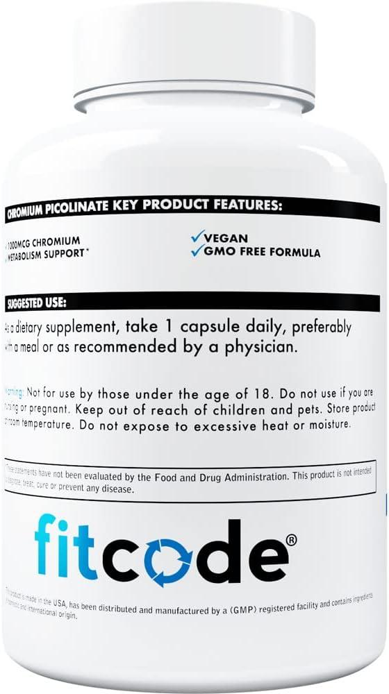 Chromium Picolinate 1000mcg Supplement - Supports Metabolism & Weight Management - Fitcode ...