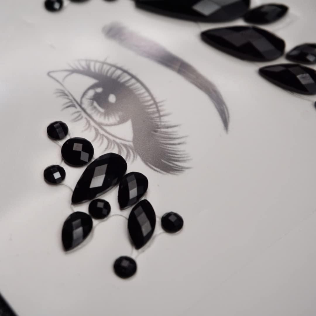 Mermaid Black Face Gems Glitter Stickers - Halloween Makeup Beauty ...