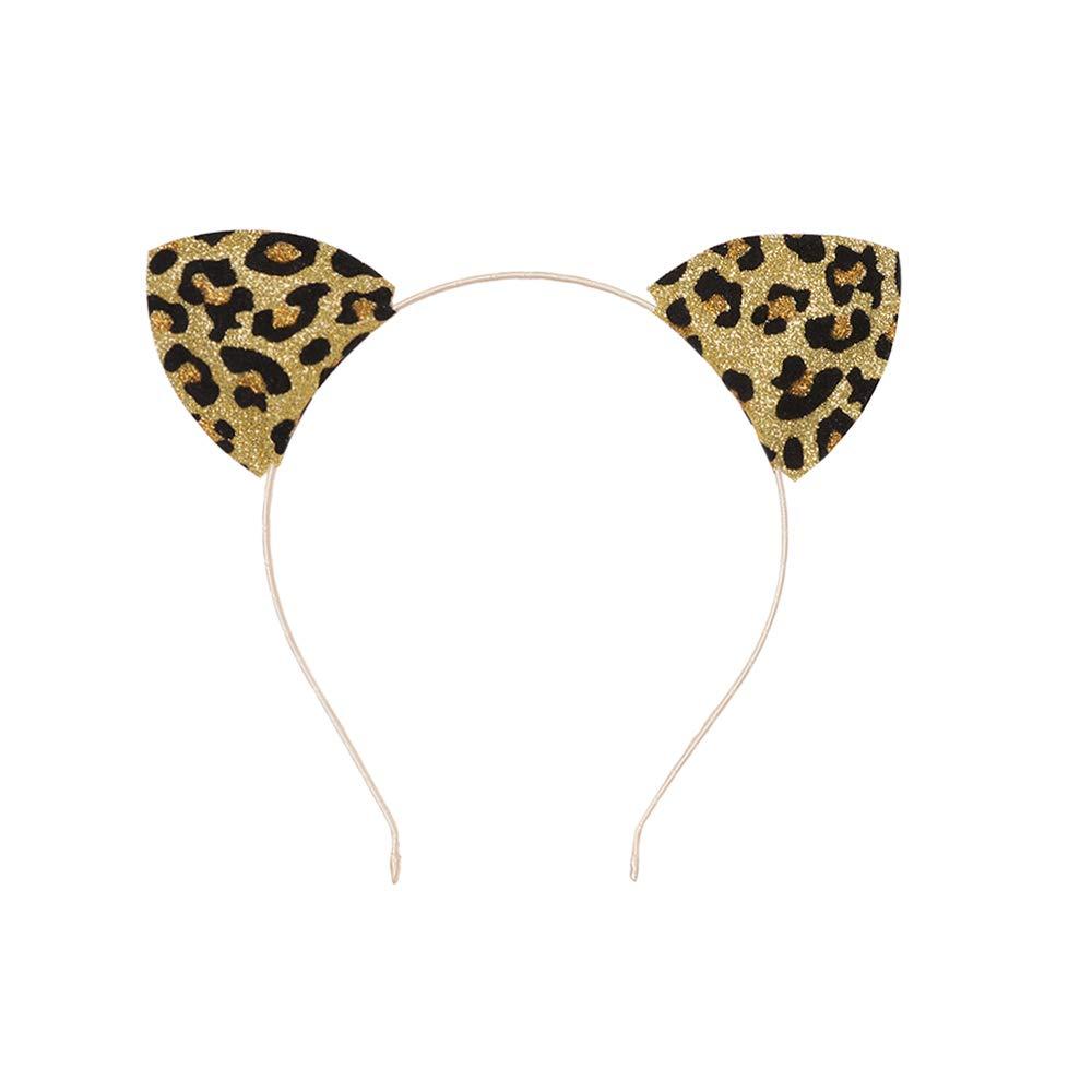 Delicate Glitter Leopard Cat Ears Headbands for Girls & Women - Pack of ...