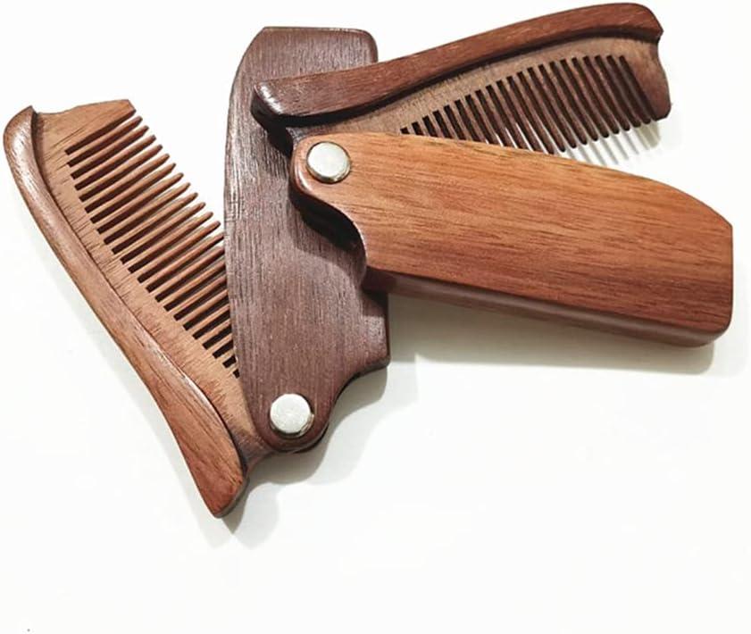 Red Sandalwood Wood Foldable Beard Hair Combs for Men Pocket Fine Tooth ...