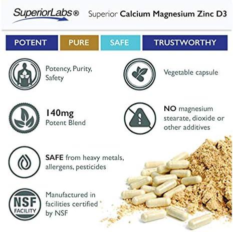 Superior Labs - Calcium Magnesium Zinc D3 - Essential Mineral Trio ...