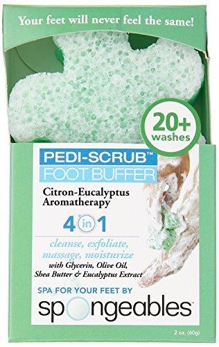 Spongeables Pedi Scrub Foot Buffer 20+ Citron Eucalyptus Aromatherapy ...