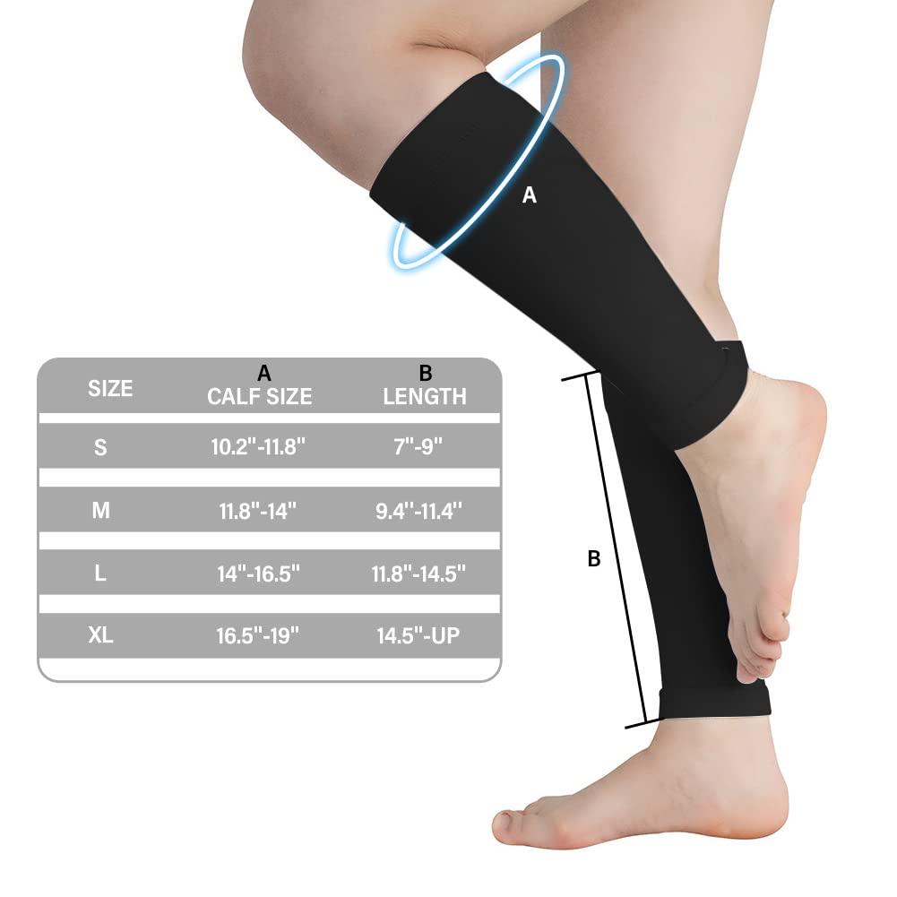 Novetec Calf Compression Sleeves (20-30mmhg) - Leg Support for Running ...