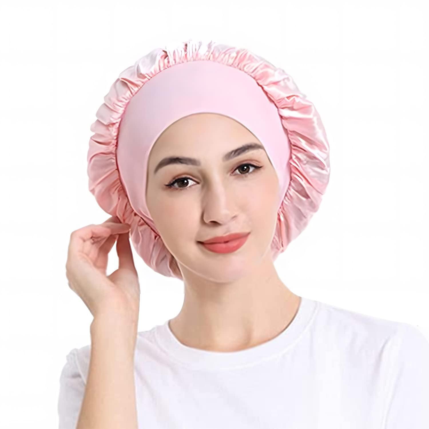 Satin Bonnet Night Sleep Caps - 3 Pack with Wide Elastic Band for Women ...