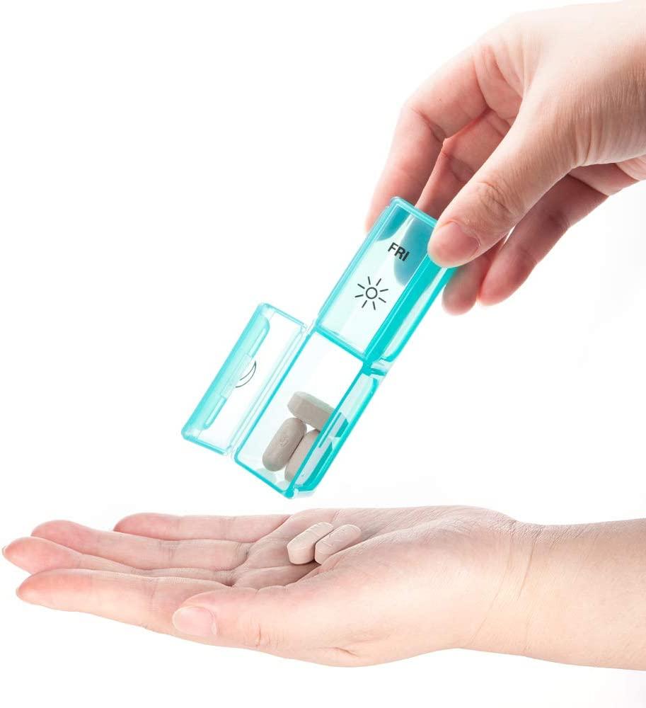 BUG HULL Large Weekly Pill Organizer - 2 Times a Day AM PM 7 Day Pill ...