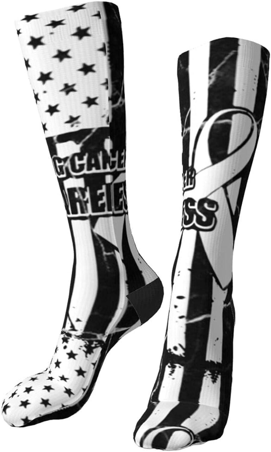 Lung Cancer Awareness Compression Socks - Men's & Women's Thermal Knee ...