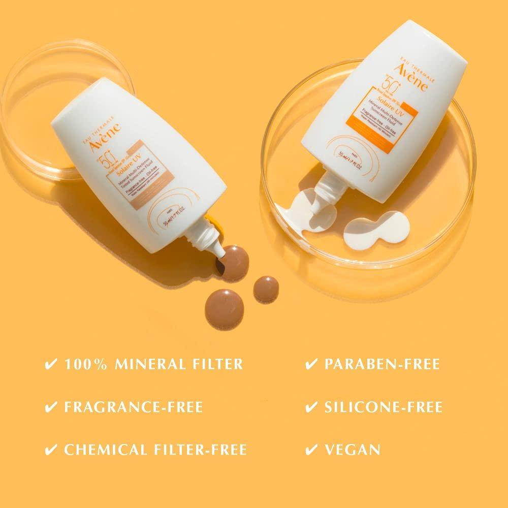 Eau Thermale Avene Solaire UV Mineral Multi-Defense Sunscreen Fluid ...