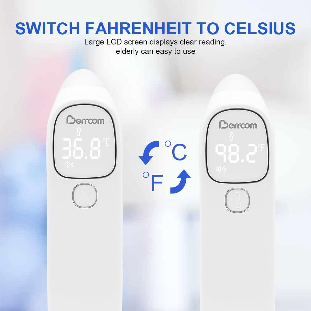 Berrcom Digital Thermometer - Non Contact Infrared for Adults & Kids ...