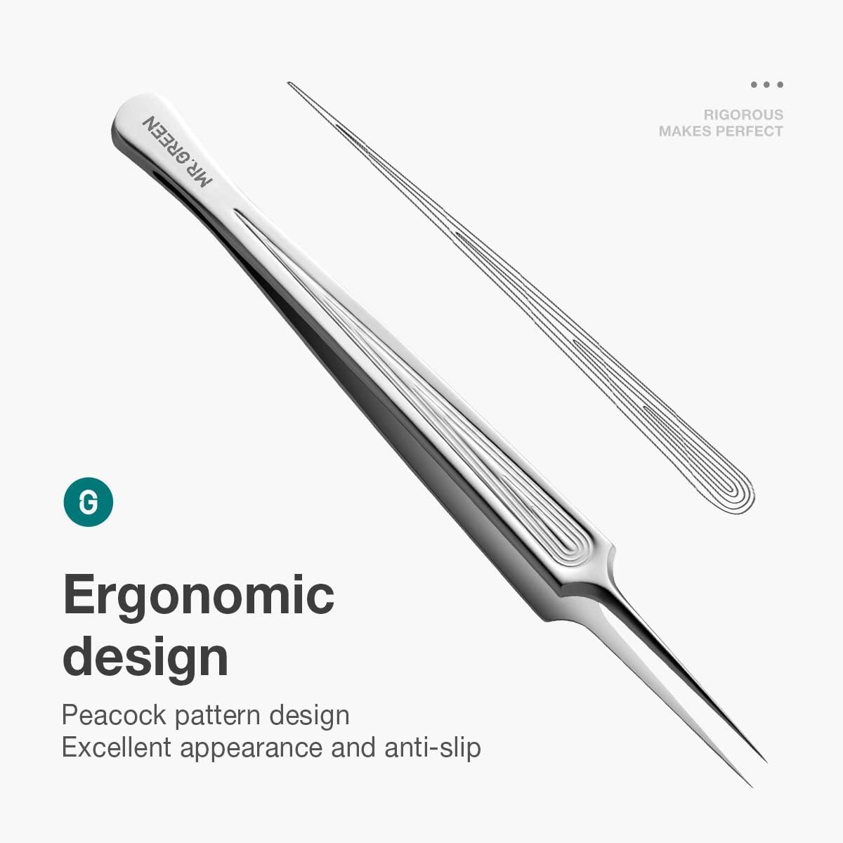 MR.GREEN Ingrown Hair Tweezers with Needle Nose Pointed Tips for ...
