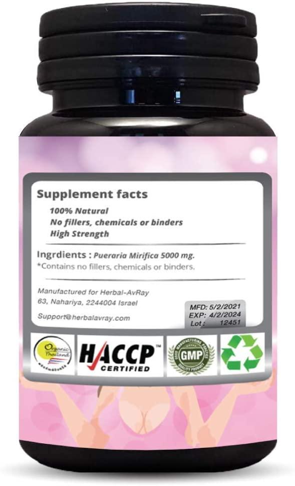 Pueraria Mirifica 5000mg Capsules - Natural Breast Enhancement ...