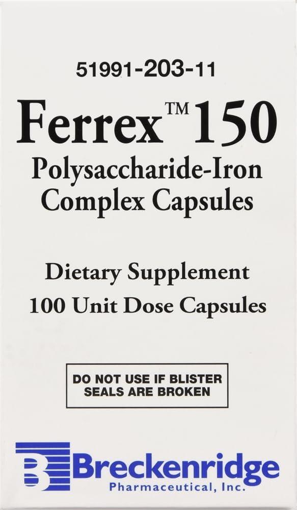Ferrex 150 Polysaccharide Iron Complex Capsules by Breckenridge - 100 ...