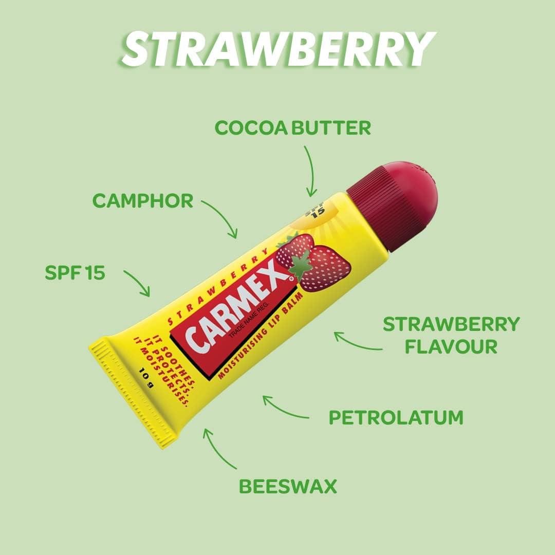Carmex Strawberry Lip Balm Tube 10g - Pack of 1 | Moisturizing Strawberry Lip Care | Buy Now ...