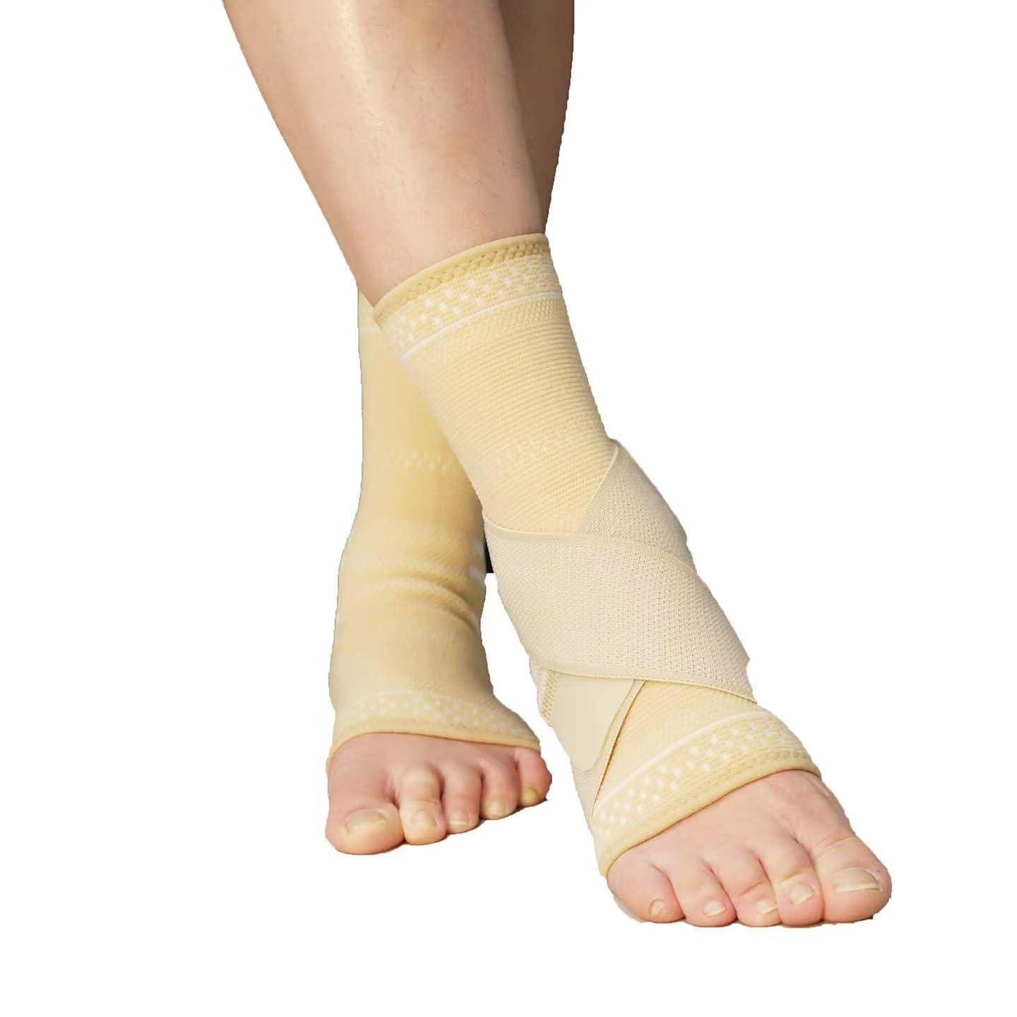 ABIRAM Foot Sleeve Pair with Compression Wrap Ankle Brace - Beige Large ...
