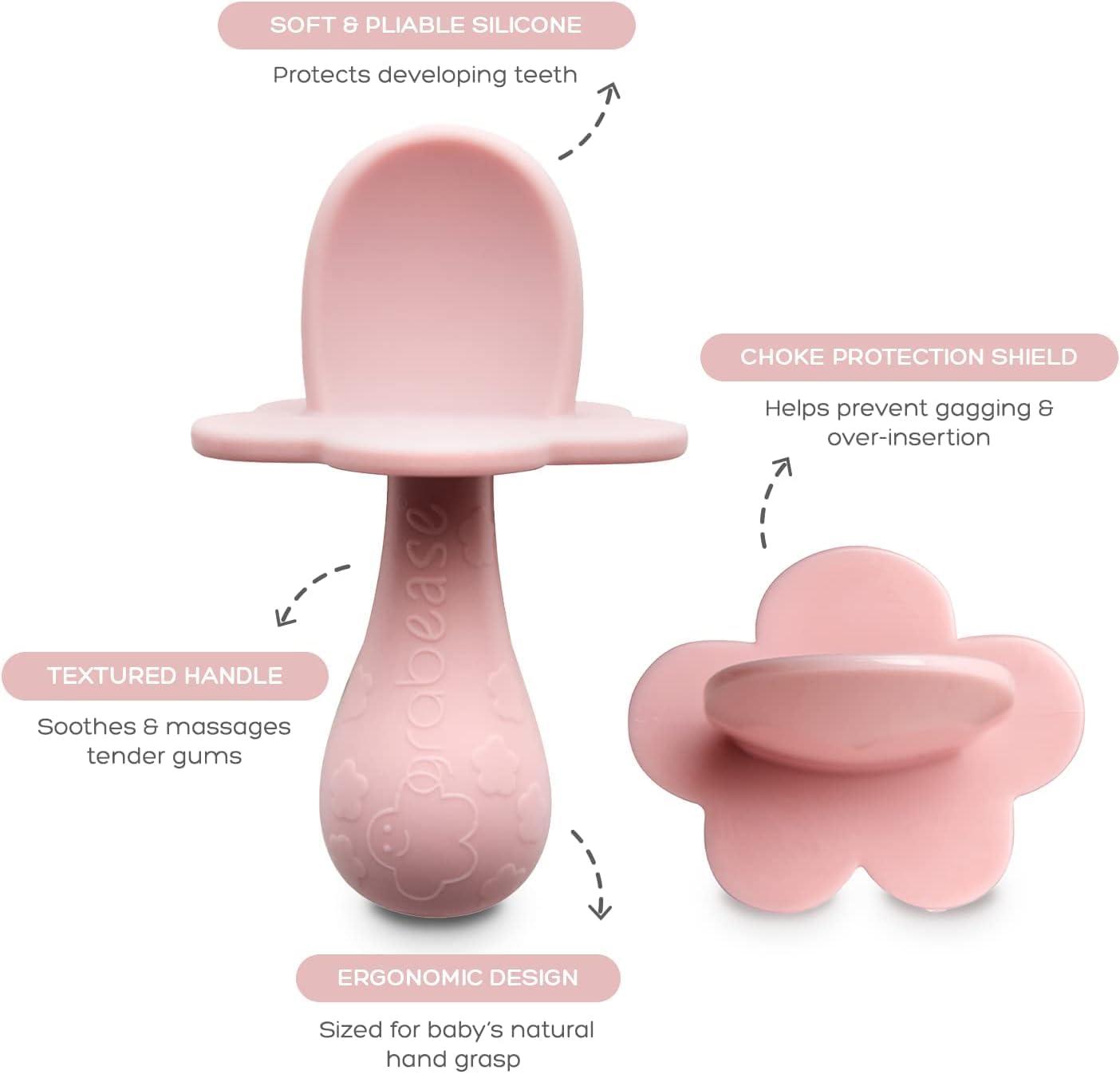 Grabease Silicone Baby Training Spoon Bundle - BPA-Free, Ergonomic Easy ...