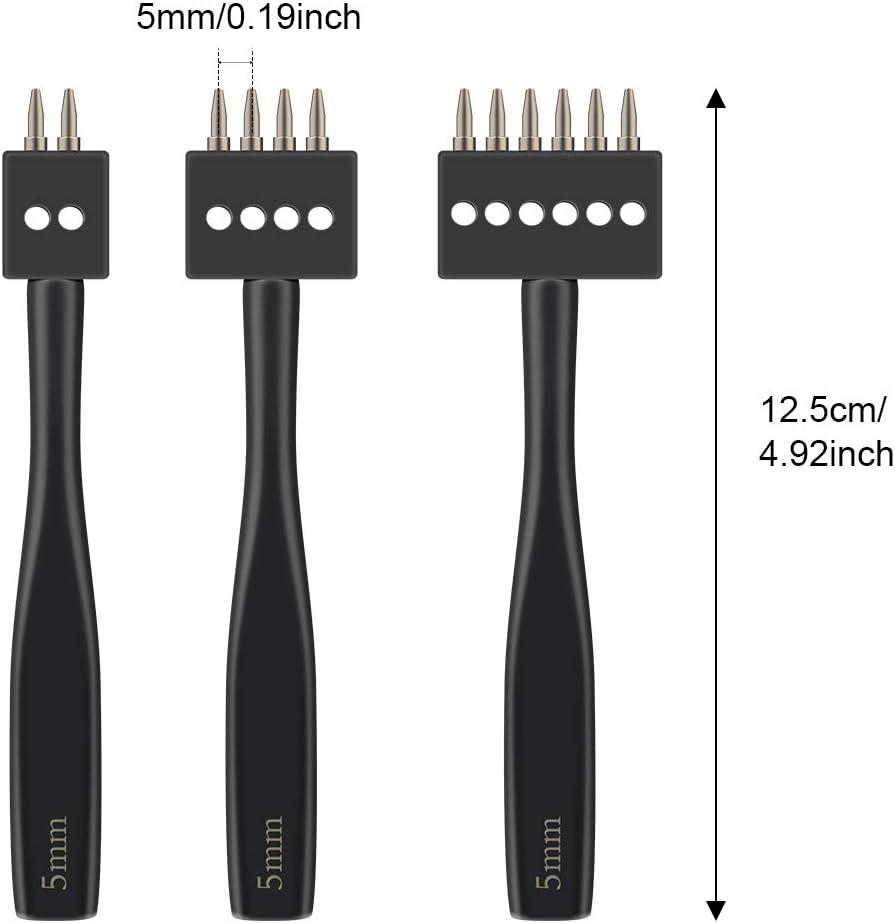 DIUDUS Black Leather Prong Punch Tool - 2/4/6 Prong 5mm Lacing ...