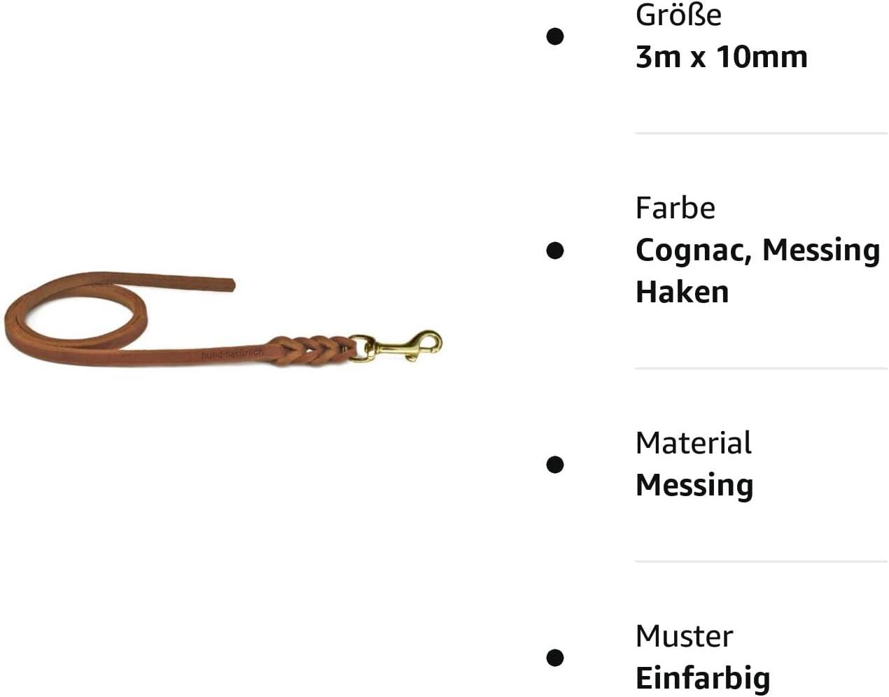 Premium Fat Leather Line - 3m x 10mm Cognac with Brass Hook ...