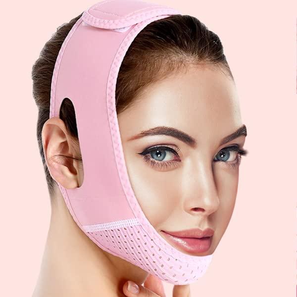 V Line Lifting Mask for Women - Reusable Double Chin Reducer - Pink ...