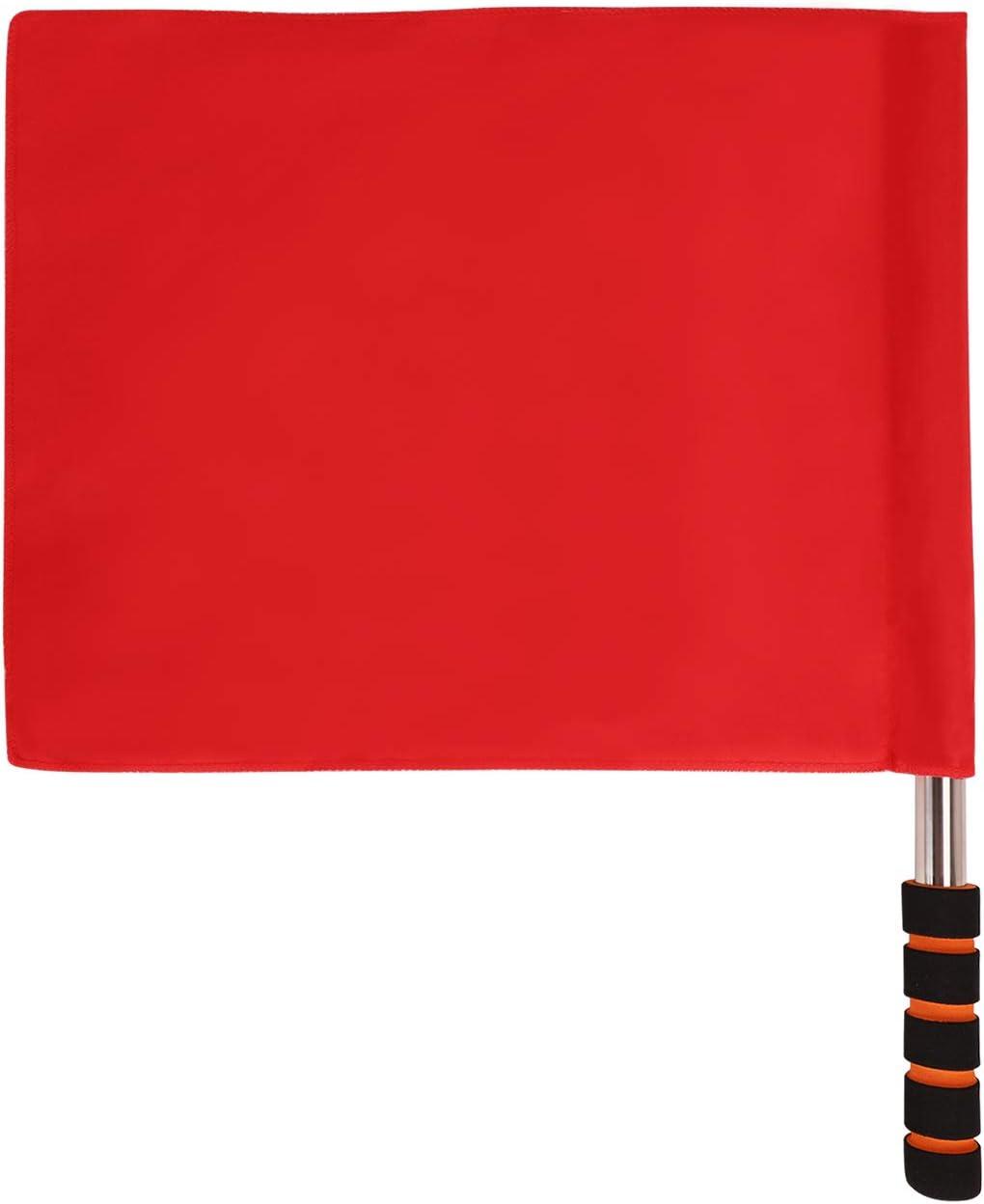 Ylucky Stainless Steel Referee Flag - Red Command Hand Signal Flag for Soccer, Volleyball ...