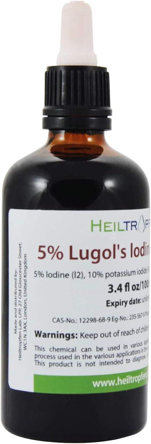 Lugols Iodine Solution 5% 3.4 Oz - 100 ml | 15% Liquid Formulation | 5 Percent Iodine Supplement ...