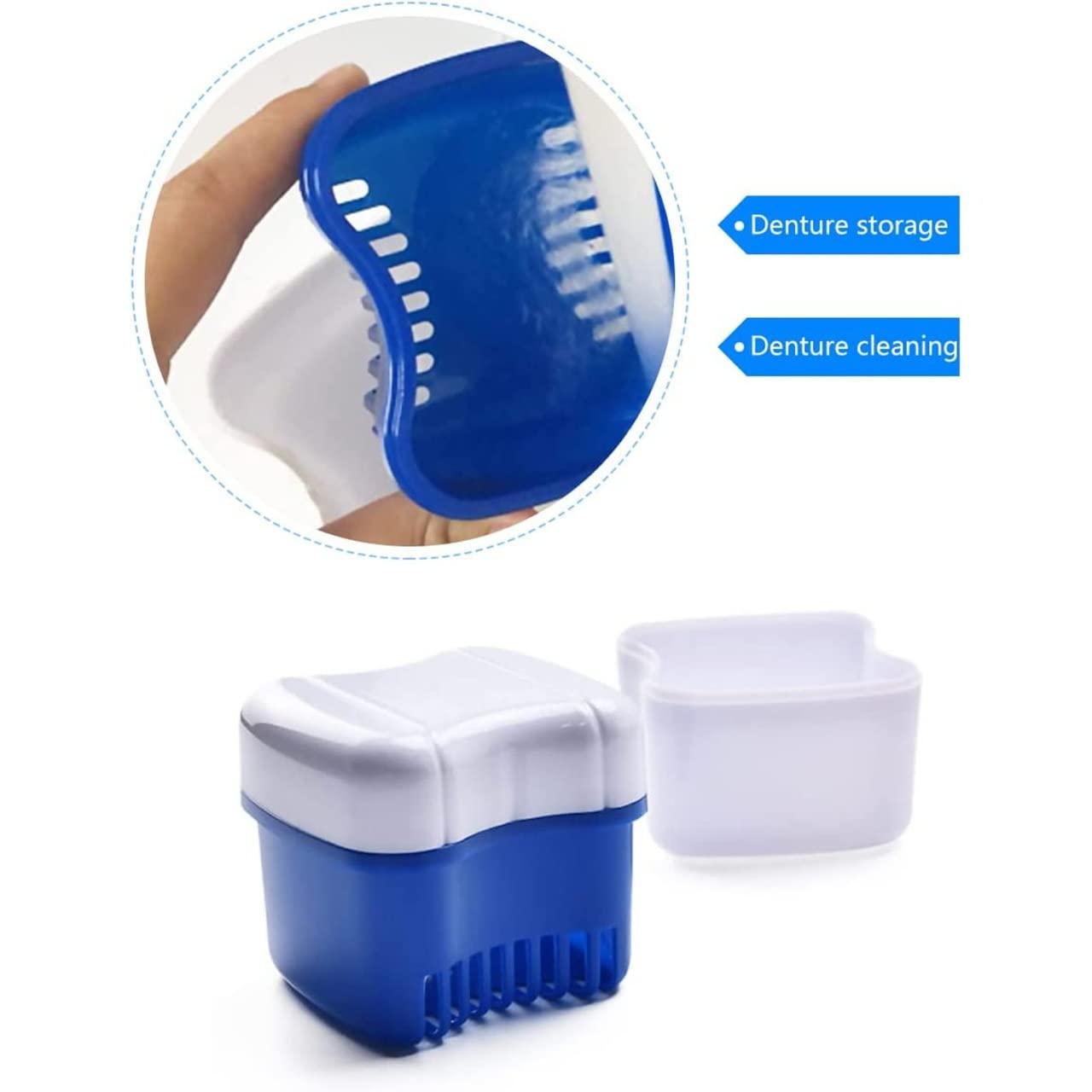 Denture Bath Kit: 2 Cups, 2 Brushes, 2 Strainer Baskets - Ideal for ...