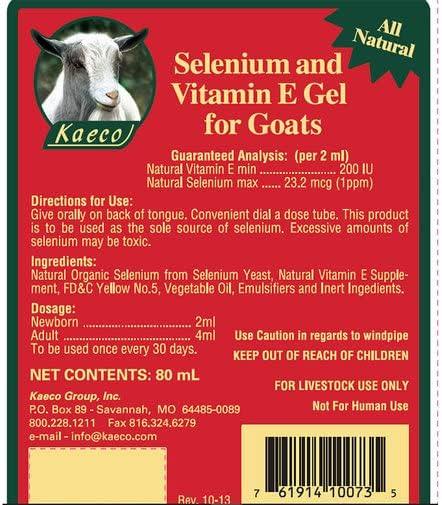 Kaeco Selenium & Vitamin E Gel 80mL Tube for Goats - Essential ...