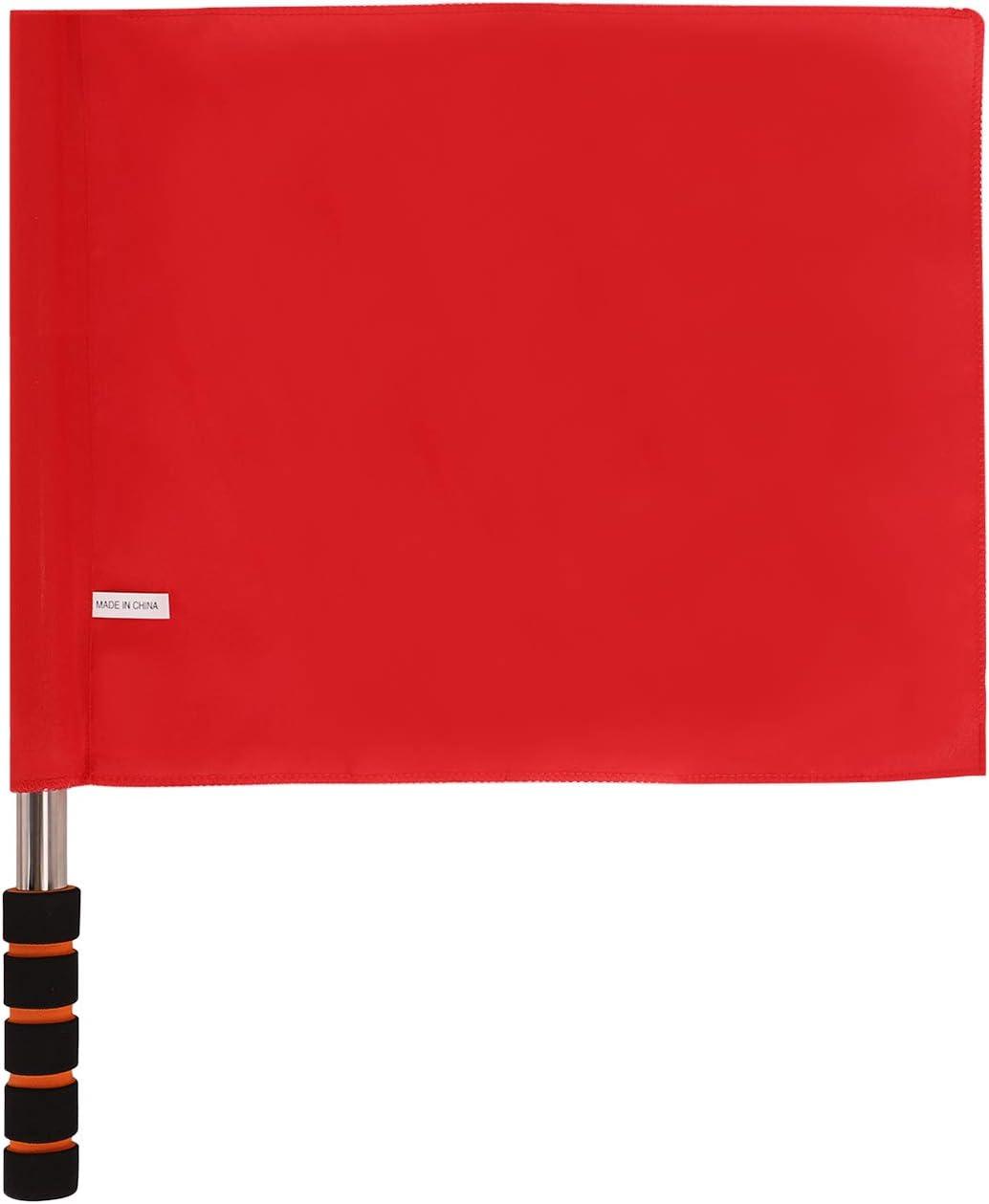Ylucky Stainless Steel Referee Flag - Red Command Hand Signal Flag for Soccer, Volleyball ...