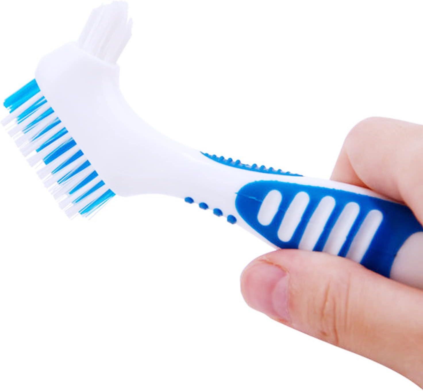 Denture Care Brush Set - 4 Pcs Double Bristle Head Brushes for False ...