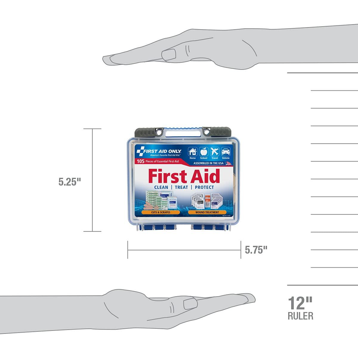 First Aid Only 105 Piece On-The-Go First Aid Kit - Compact ...