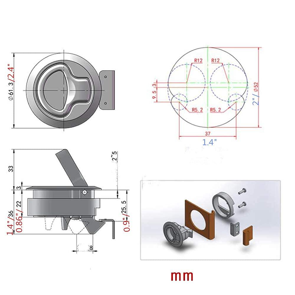 2PCS Marine Hatch Latch Lock Flush Pull Round Slam Latch for RV Boat ...
