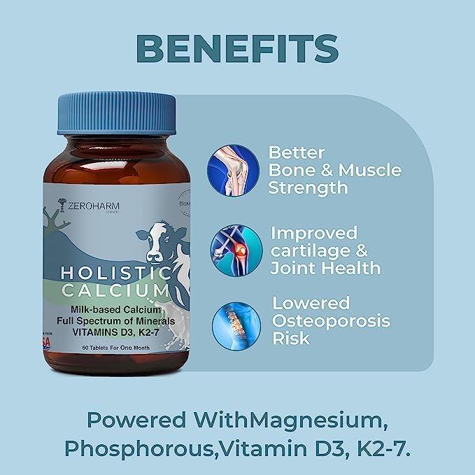 YHN Holistic Calcium Tablets for Women and Men - Milk Based Calcium ...