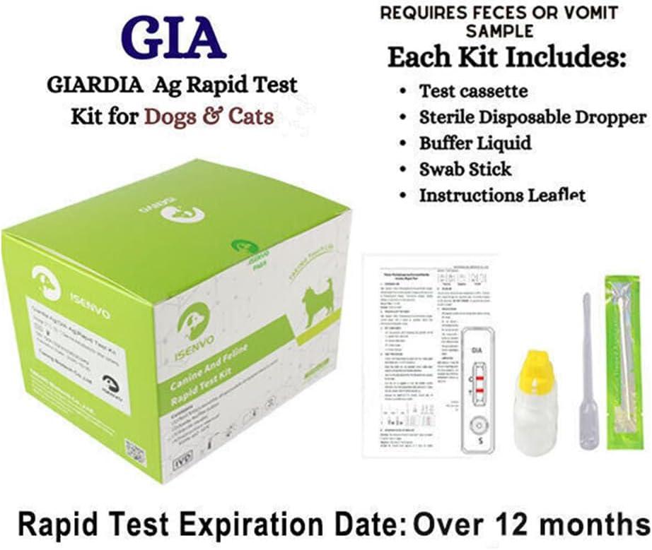 ISENVO 10-Pack GIA Test Kit | Rapid Giardiasis Test for Dogs & Cats ...