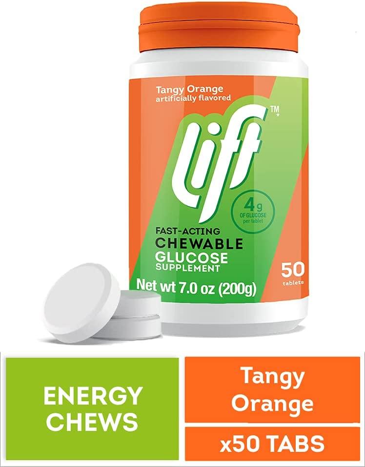 Lift Fast-Acting Glucose Chewable Energy Tablets - Orange 50 ct Jar ...