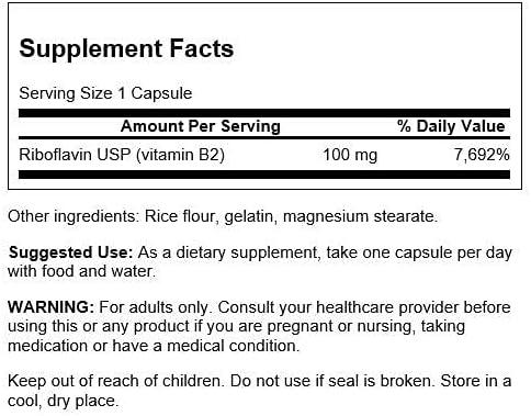 Swanson Vitamin B2 (Riboflavin) 100mg - Vision & Thyroid Support ...