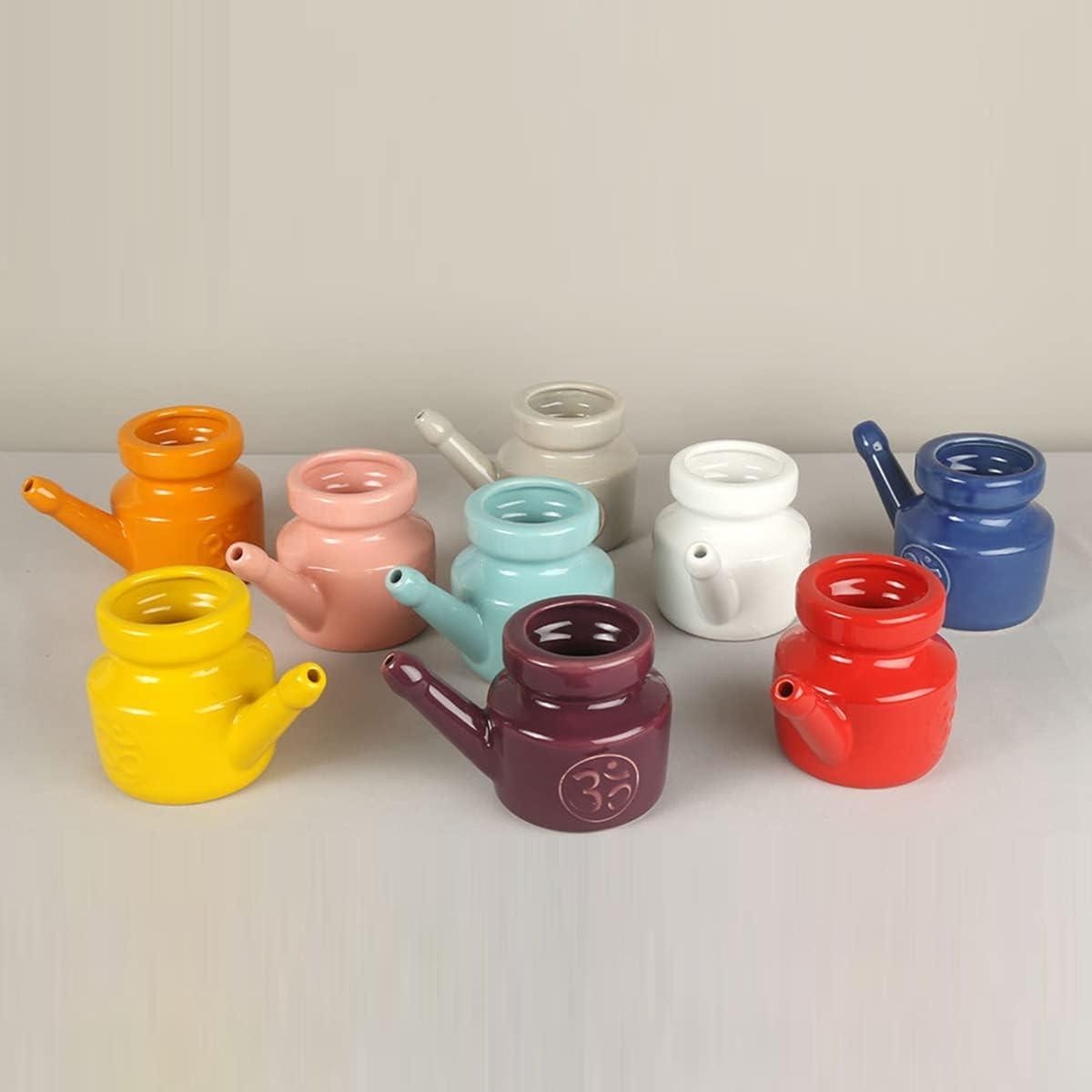 Iunipusy 350ml Ceramic Neti Pot - Robust Leak-Proof Nose Jug for Nasal ...