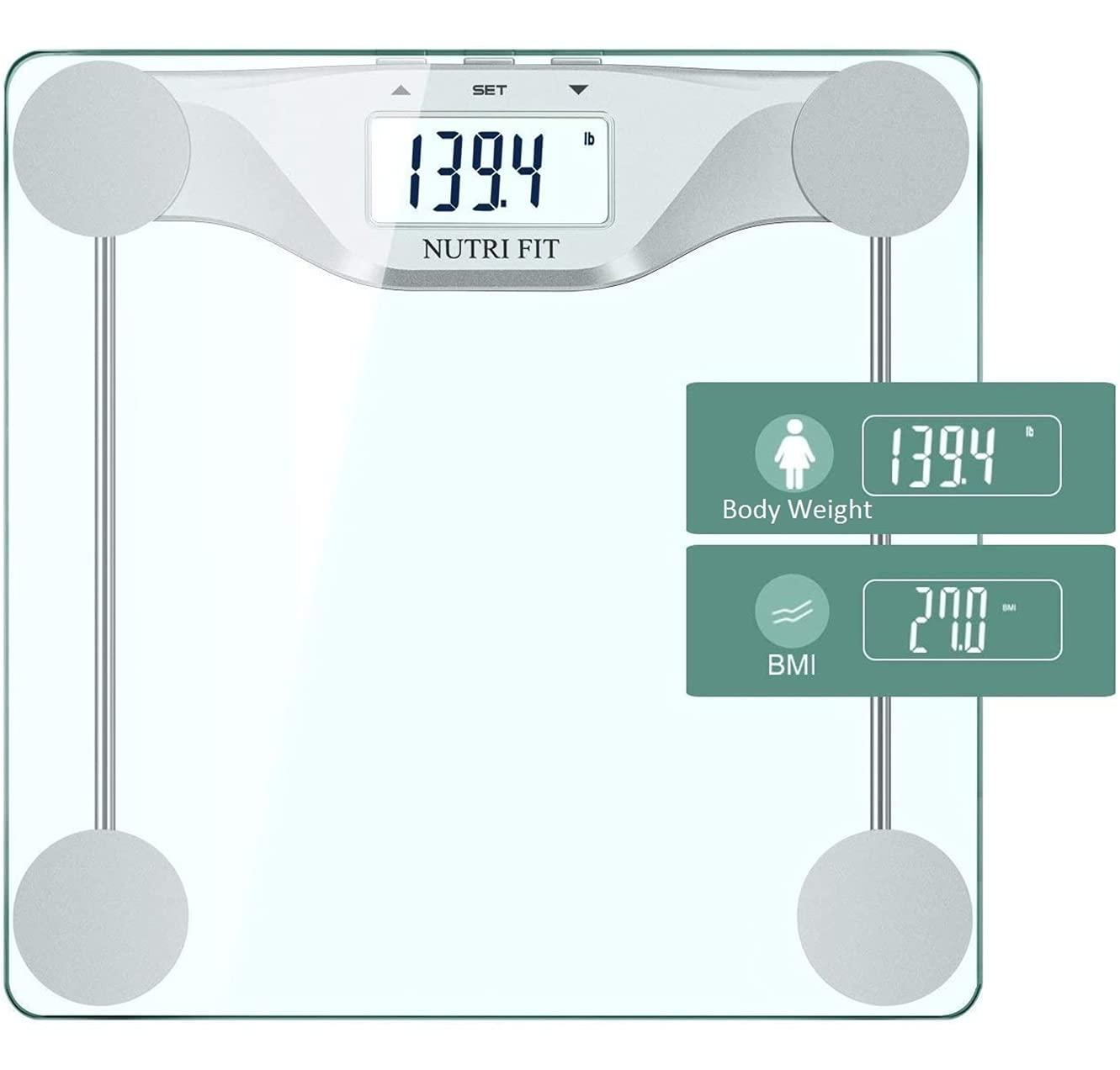 NUTRI FIT Digital Bathroom Scale with BMI, Large Backlight Display ...