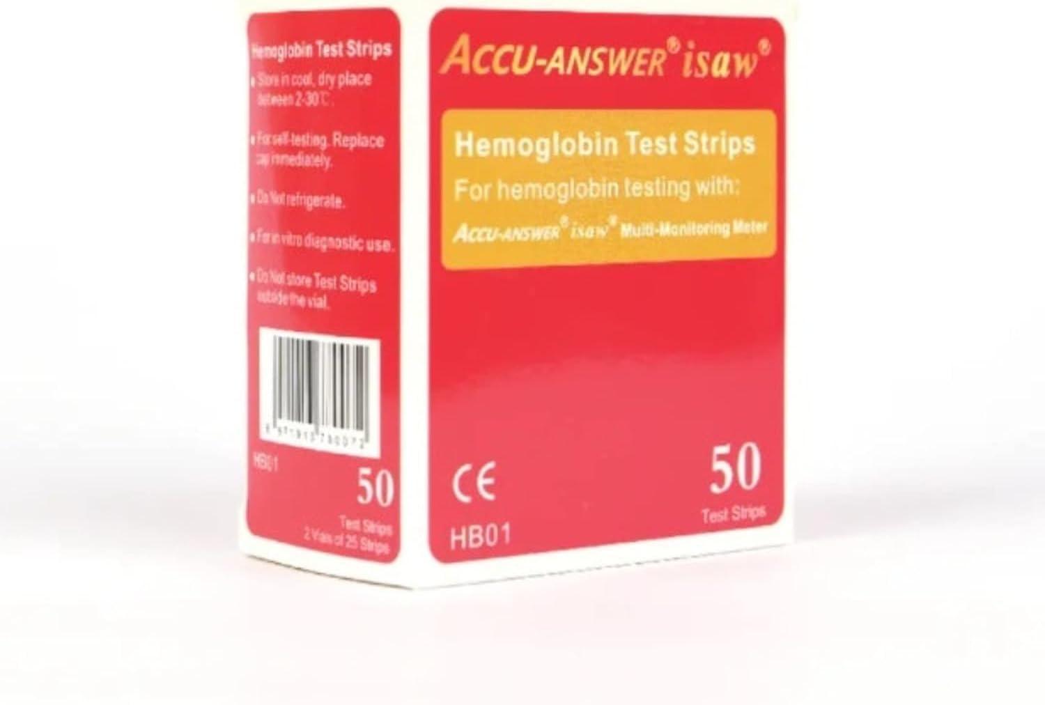Accu-Answer Hemoglobin Test Strips - 50 Compatible Strips for Accurate ...