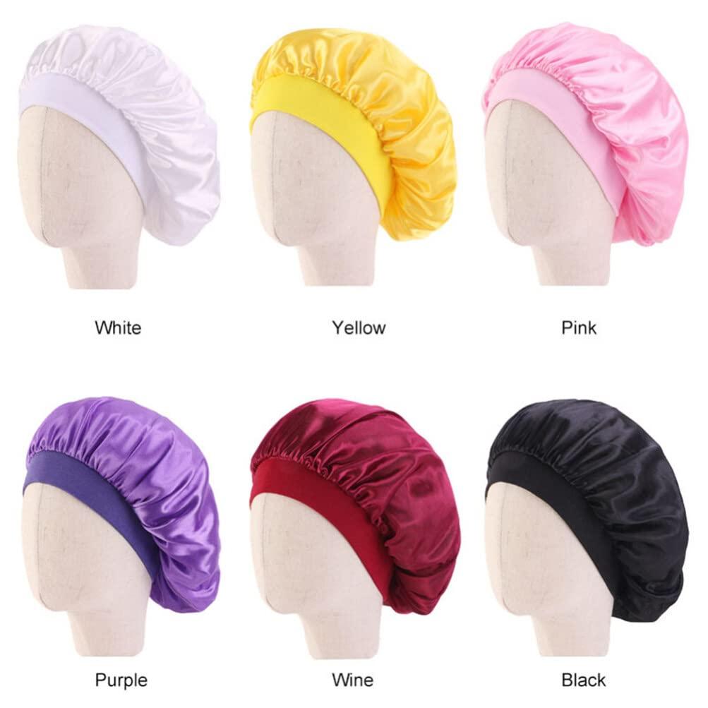 LEORX 5pcs Children Satin Sleeping Cap Set - Soft Bonnet with Wide ...
