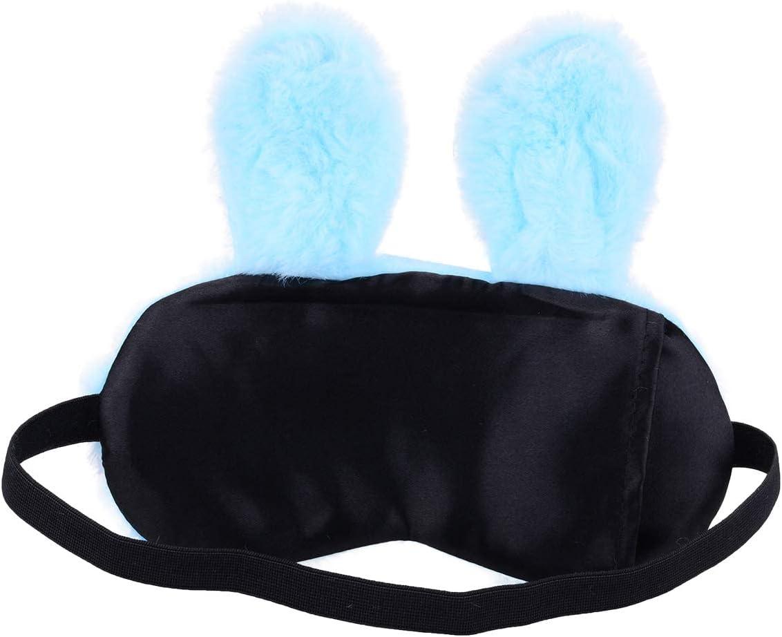 ULIFEMALL Cute 10 Rabbit Blue Sleeping Mask - Soft Fluffy Plush Bunny ...