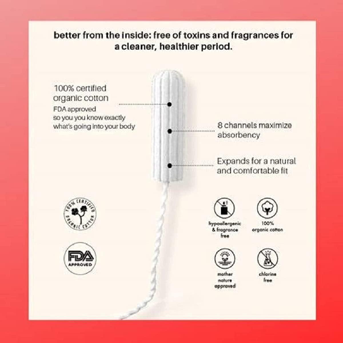 Organic Cotton Tampons with BPA-Free Applicator - Non-Toxic ...
