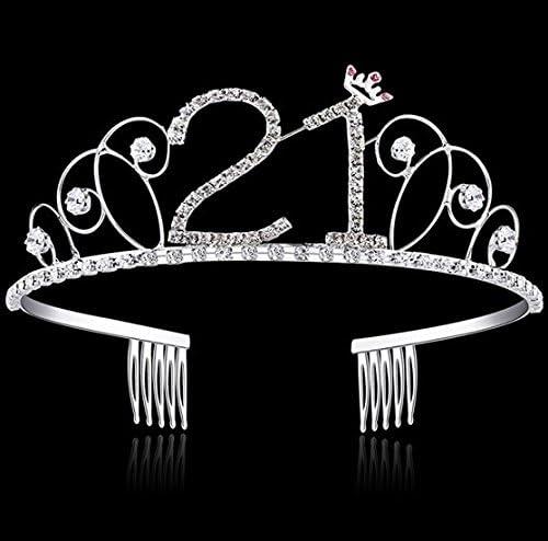 Veewon 21st Birthday Tiara Crown Crystal Princess Crowns Happy Birthday ...