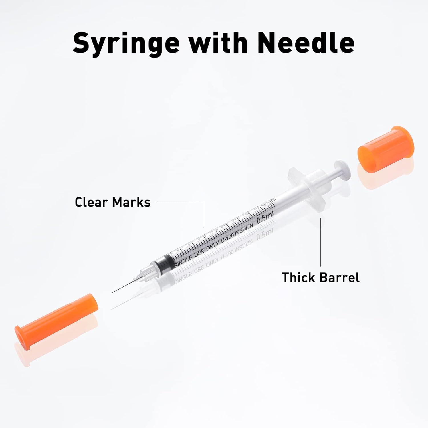 U-100 0.5cc 30G 5/16 Syringe 100 Pack - Individually Sealed 0.5ml 31G | Buy Now with Express ...