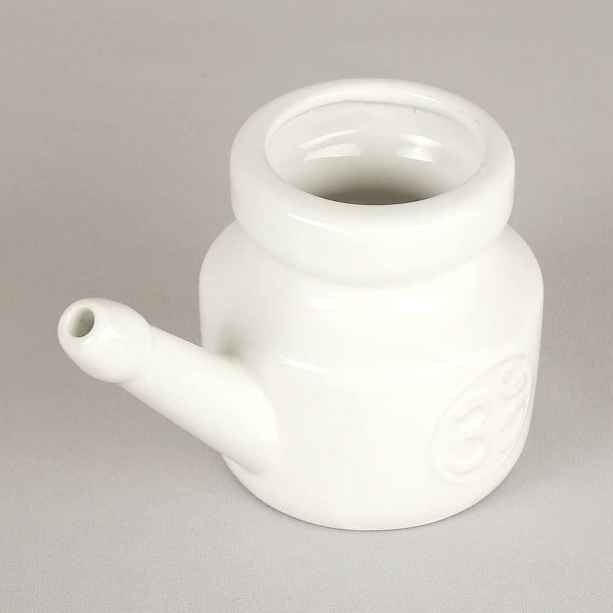 Iunipusy 350ml Ceramic Neti Pot - Robust Leak-Proof Nose Jug for Nasal ...