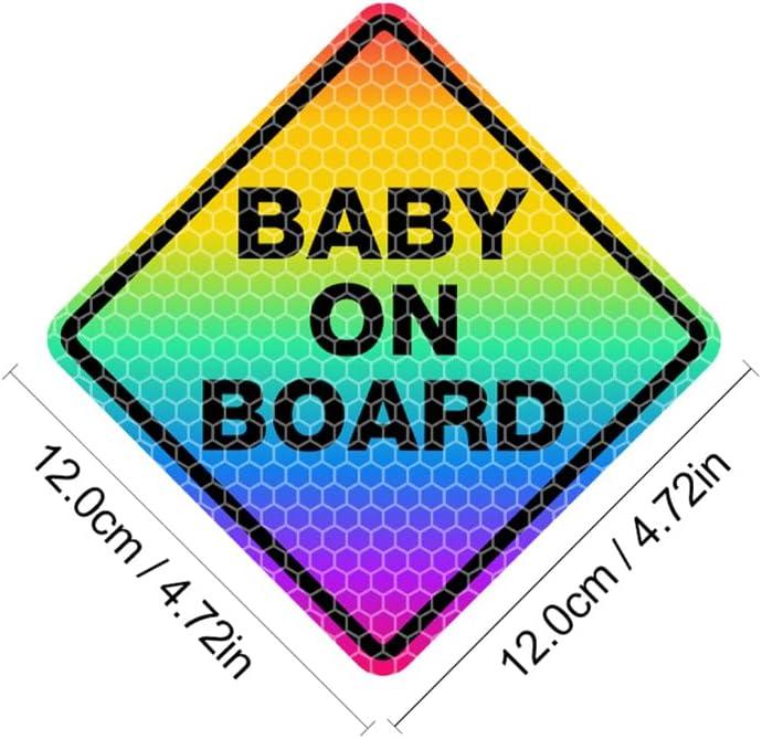 Nouiroy Baby on Board Stickers | High-Reflective Rainbow Car Safety ...