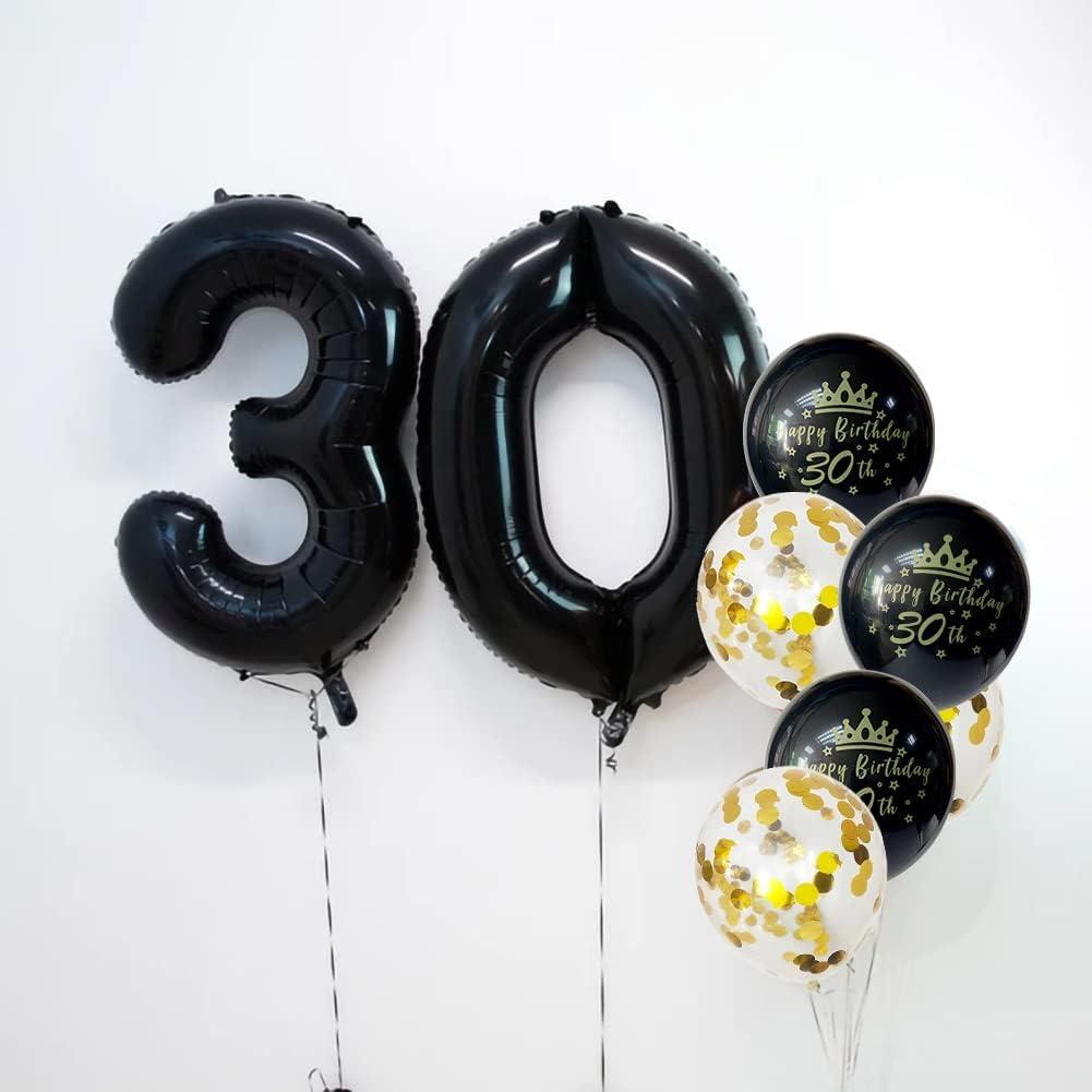 Digital Number 30 Balloons Black Unique 30th Birthday Decorations Men ...