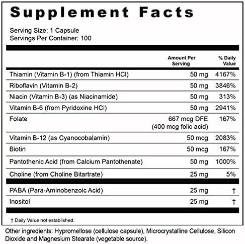 BIOACTIVE NUTRIENTS Vitamin B Complex Dietary Supplement - 100 ...